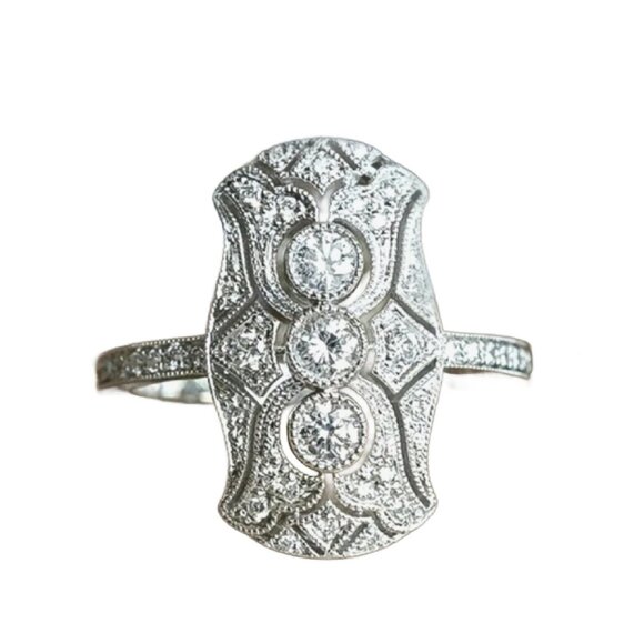 Jewelry | Vintage Edwardian Style Rhinestone Filagree Ring | Poshmark